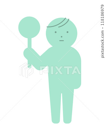 Icon of an expressionless person holding a... - Stock Illustration ...