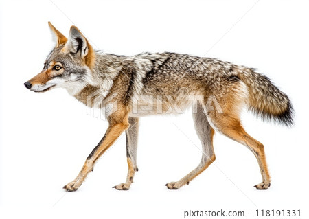 jackal strides purposefully, its lithe body... - Stock Illustration ...