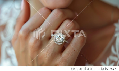 Elegant Diamond Engagement Ring Close-Up.... - Stock Illustration [118191637] - PIXTA