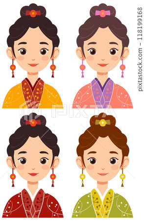 Traditional Chinese Female Avatars - Stock Illustration [118199168] - PIXTA