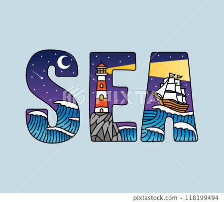 sea typography design vector, for t-shirt,... - Stock Illustration ...