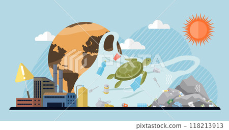 Waste pollution vector illustration. Ecology... - Stock Illustration ...