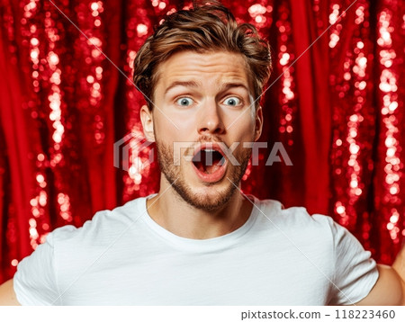 Portrait of a handsome man showing surprise... - Stock Illustration ...