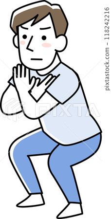 Men doing squats - Stock Illustration [118242216] - PIXTA