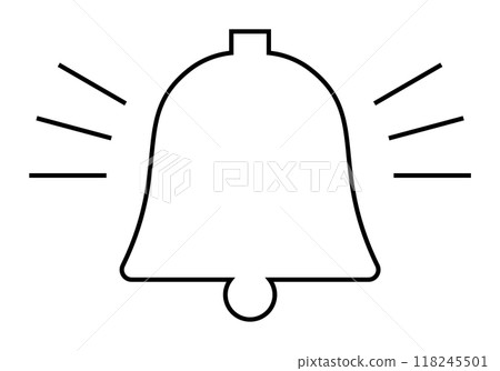 Black outlined bell shape with sound lines... - Stock Illustration ...
