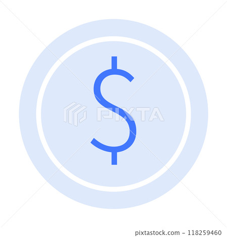 A blue dollar sign inside a light blue circle.... - Stock Illustration ...