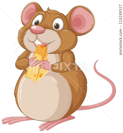 Happy Mouse Eating Cheese - Stock Illustration [118289327] - PIXTA