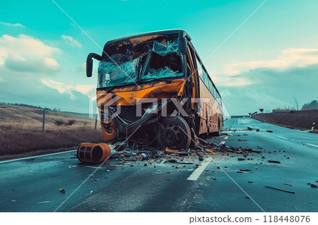 Bus accident on the road - Stock Illustration [118448076] - PIXTA