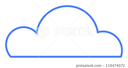 Blue-outlined cloud shape, represented with... - Stock Illustration ...
