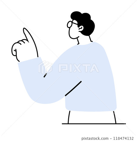 A figure is raising their index finger,... - Stock Illustration ...