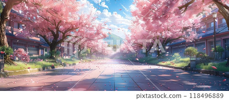 Pink petals fluttering down in the cherry... - Stock Illustration ...