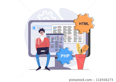 Programmers concept in modern flat design for... - Stock Illustration [118508273] - PIXTA