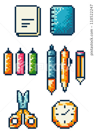 School supply pixel art set - Stock Illustration [118522247] - PIXTA