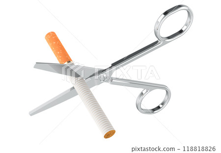 Scissors cutting of cigarette. Stop smoking,... - Stock Illustration ...