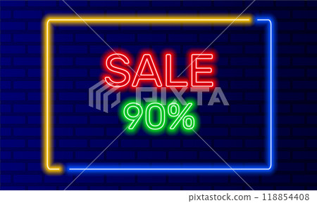 Neon sign 90 percent sale in speech bubble...-插圖素材 [118854408] - PIXTA圖庫