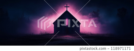 Religious background. A Churche with cross and...-插圖素材 [118971171 ...