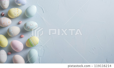 Easter eggs on a blue concrete background,... - Stock Illustration ...