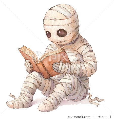 Mummy reading a book on a transparent... - Stock Illustration ...