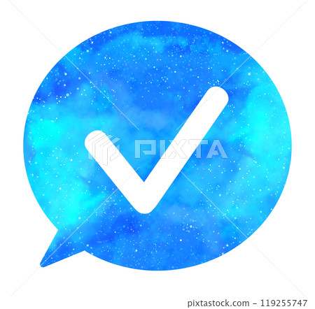 Light blue starry sky | Check mark speech bubble - Stock Illustration ...
