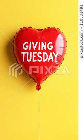 Heart-shaped balloon with GIVING TUESDAY... - Stock Illustration ...
