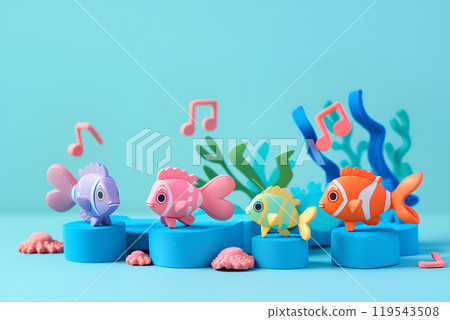 Cute saltwater fish friends - Stock Illustration [119543508] - PIXTA