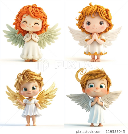 3D Cartoon Cute Funny Angel Isolated on White... - Stock Illustration ...