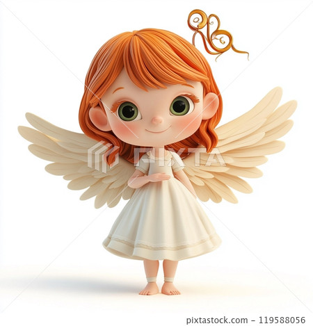 3D Cartoon Cute Funny Angel Isolated on White... - Stock Illustration ...