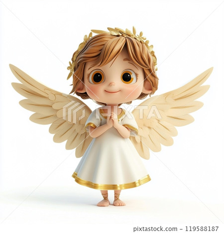 3D Cartoon Cute Funny Angel Isolated on White... - Stock Illustration ...