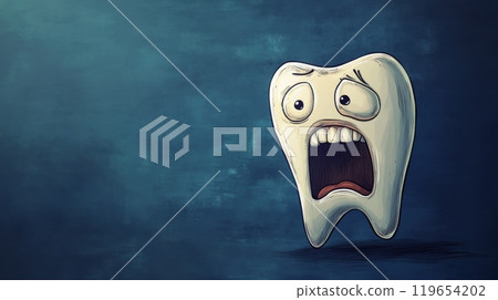 Cartoon tooth character screaming in fear on... - Stock Illustration ...