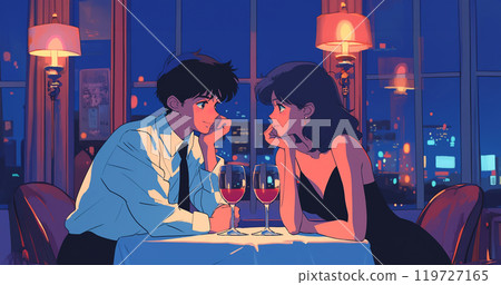 Stylish couple on a date - Stock Illustration [119727165] - PIXTA