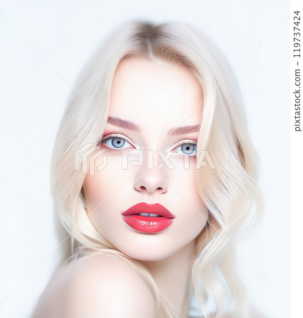 A close-up, portrait of a woman with... - Stock Illustration [119737424 ...