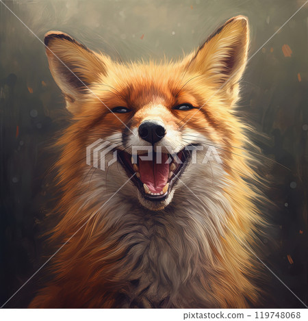 Happy fox portrait displaying joyful expression. - Stock Illustration ...
