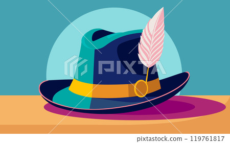 The of a Realistic October fest hat with plume - Stock Illustration ...
