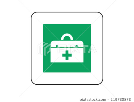 Safety mark, first aid box, green first aid... - Stock Illustration [119780878] - PIXTA