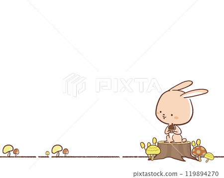 Line of a rabbit sitting with an acorn - Stock Illustration [119894270 ...