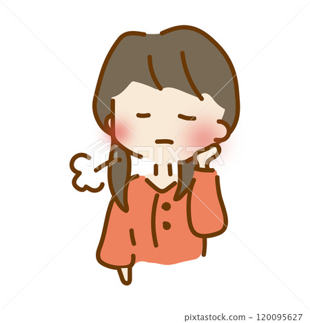 A cute and relaxed girl sighing - Stock Illustration [120095627] - PIXTA