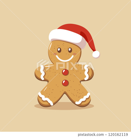 Gingerbread man wearing a Santa hat. Cute... - Stock Illustration ...