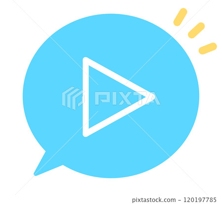 A simple light blue play button and speech bubble - Stock Illustration ...