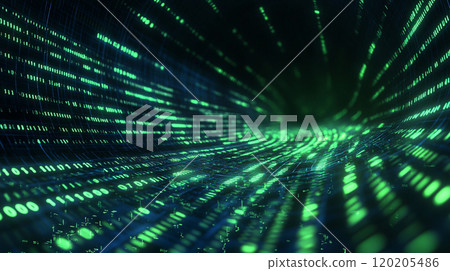 Digital binary code scrolling across a dark... - Stock Illustration [120205486] - PIXTA
