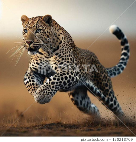 A leopard dashing towards its target prey - Stock Illustration ...