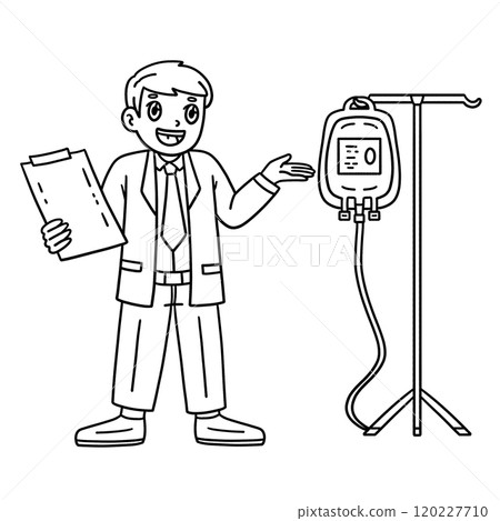 Doctor with Blood Donation Isolated Coloring Page - Stock Illustration ...