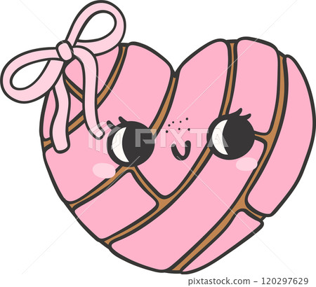 Cute Groovy Pan Dulce Pink Concha Characters... - Stock Illustration ...