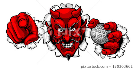 Devil Golf Ball Sport Team Mascot Illustration - Stock Illustration ...