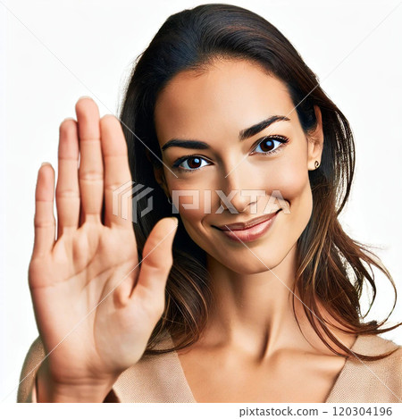 The gesture of raising one's hand to decline an... - Stock Illustration ...
