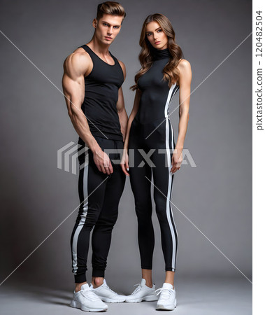 Male and female athletes standing side by side - Stock Illustration ...