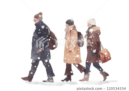 People rushing home on a winter day - Stock Illustration [120534334 ...