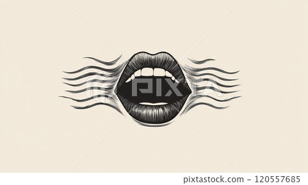 Open mouth screaming and generating sound waves - Stock Illustration ...