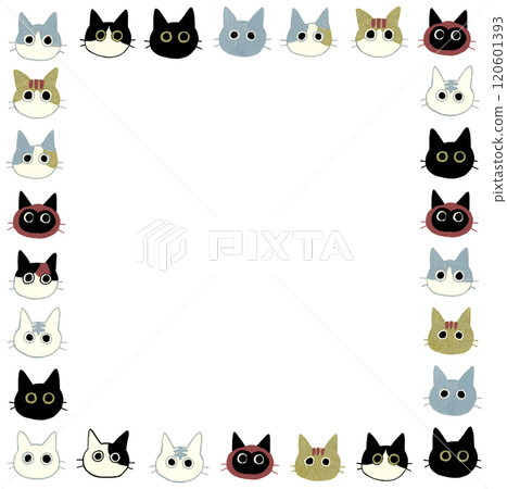 Simple and cute cat square frame Animal... - Stock Illustration ...