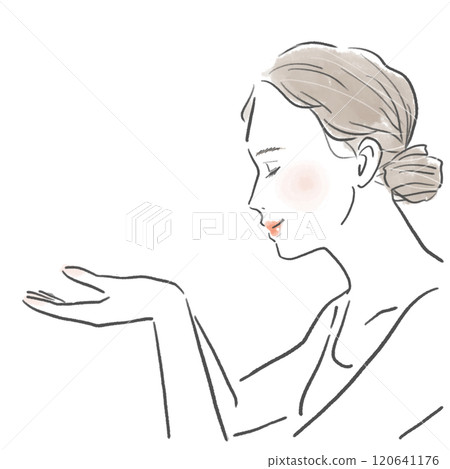 Upper body profile of a young woman with her... - Stock Illustration ...