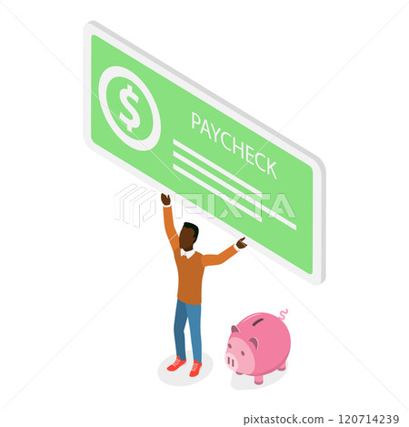 3D Isometric Flat Illustration of Paycheck.... - Stock Illustration ...